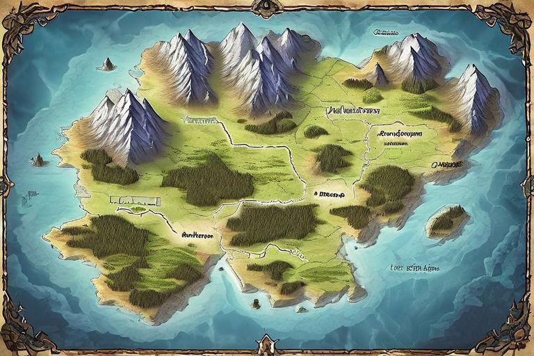 Prompt: "A realistic and detailed rectangular fantasy map de... by 徐雋翔 ...