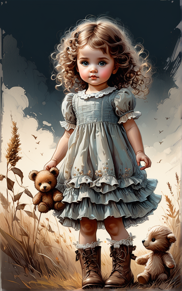 Cute little girl with Teddybaer by K. Ingrid - Playground