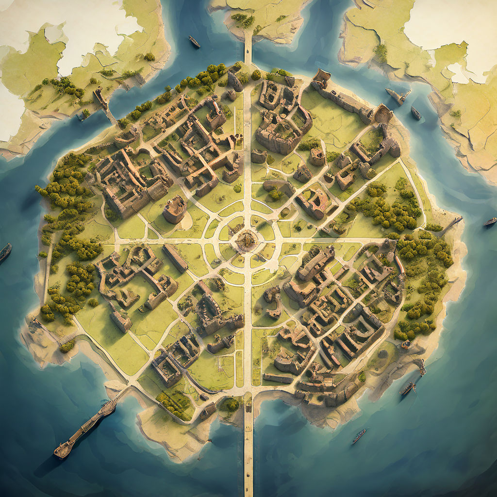 Overhead view medieval map by Przemysław Łapiński - Playground