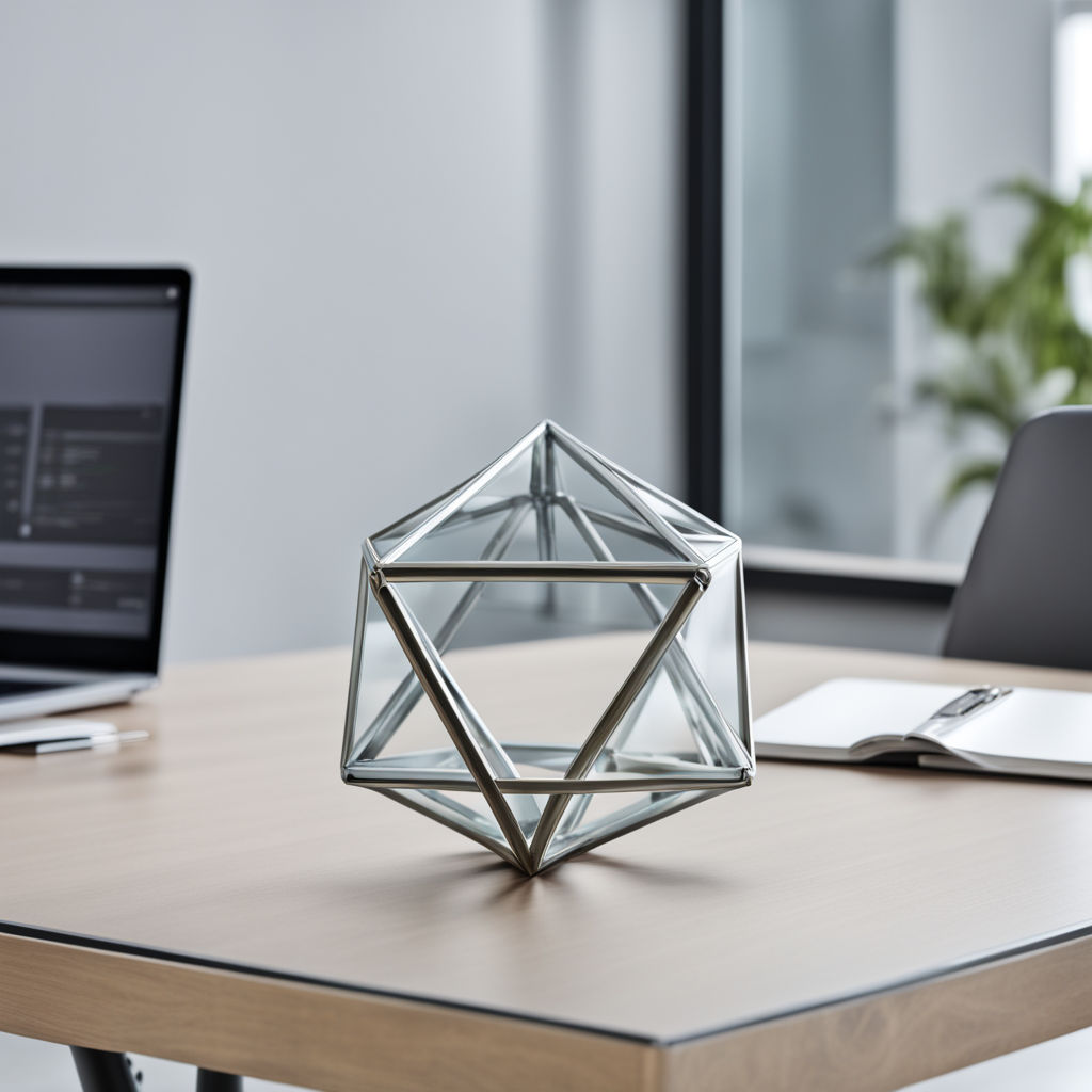 Create a regular merkaba-shaped glass polyhedron with metal ... by ...