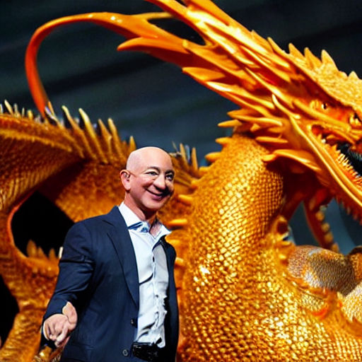 Jeff Bezos riding on a dragon by akhil vedi - Playground