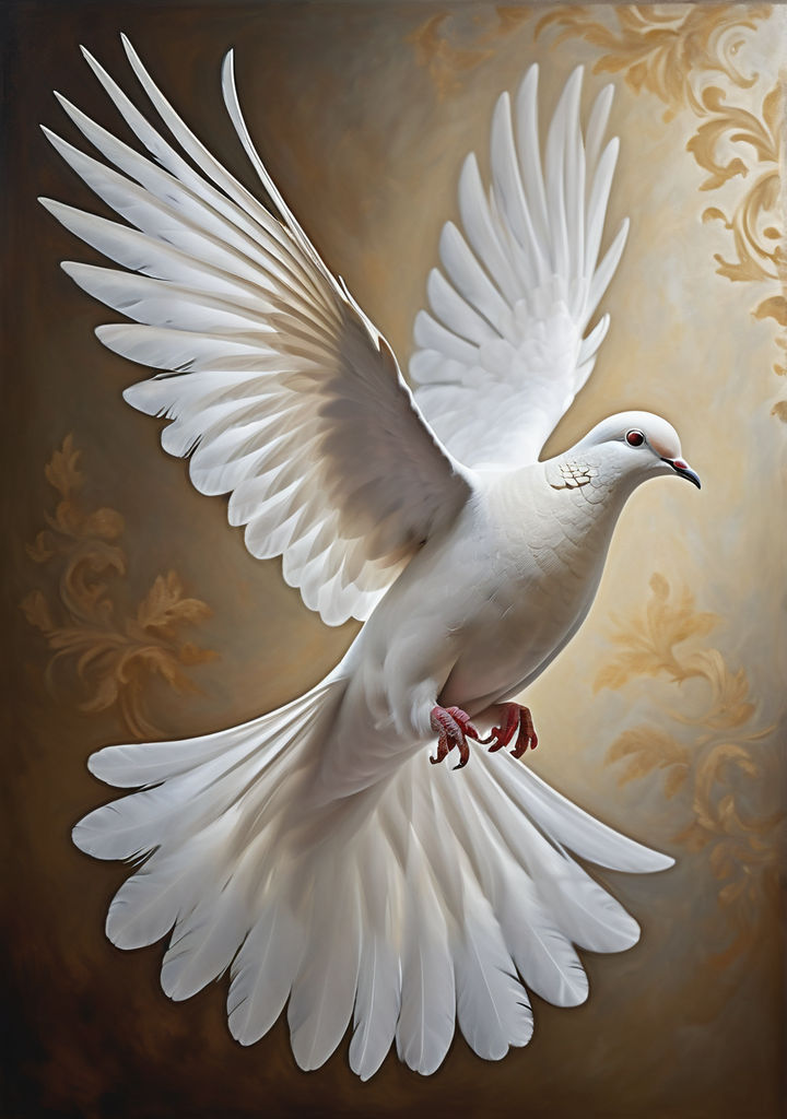 A graceful white dove in mid-flight by Josué Barlow - Playground