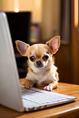 Chihuahua writing computer code by Destiny Dodge - Playground