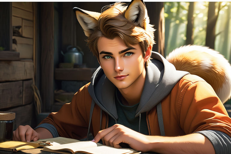 A 20 year old handsome caucasian male fox human hybrid with ... by ...