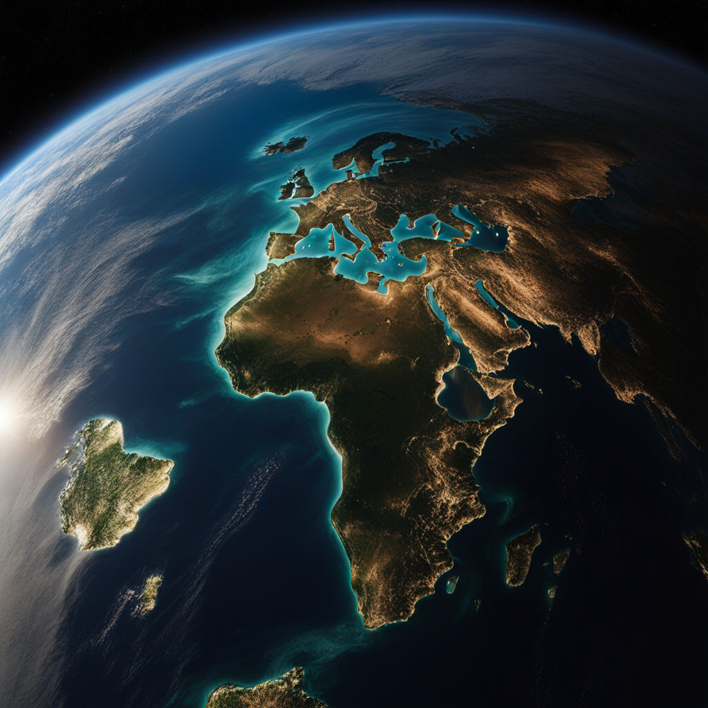 A breathtakingly realistic photograph of Earth seen from spa... by ...