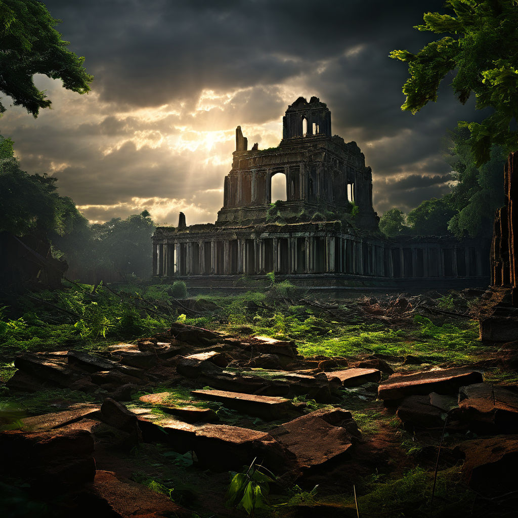 Ancient ruins captured in chiaroscuro style by J Ruschell - Playground