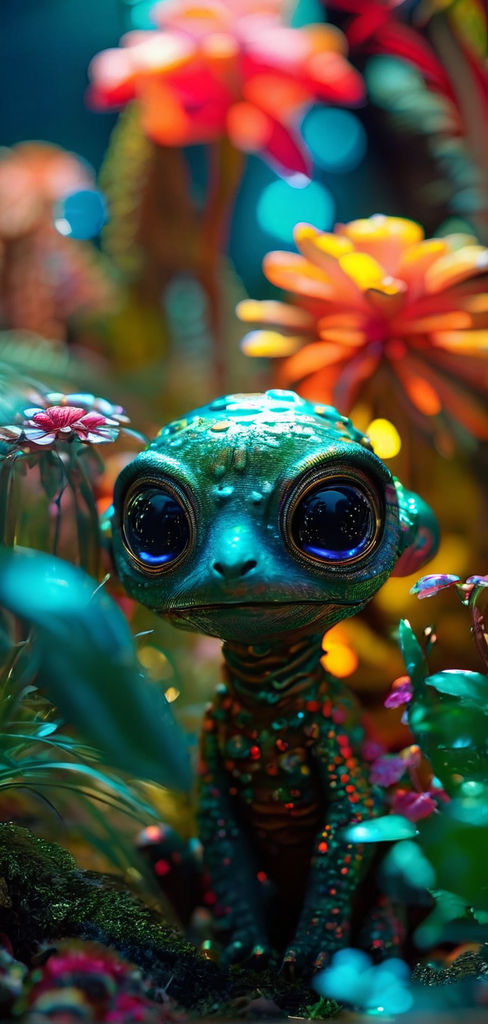 Mini Cute multicolor Neon alien animal in a under village in... by rym ...