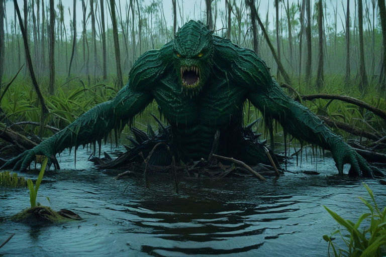 A human body tearing to pieces by a terrifying swamp monster by ...
