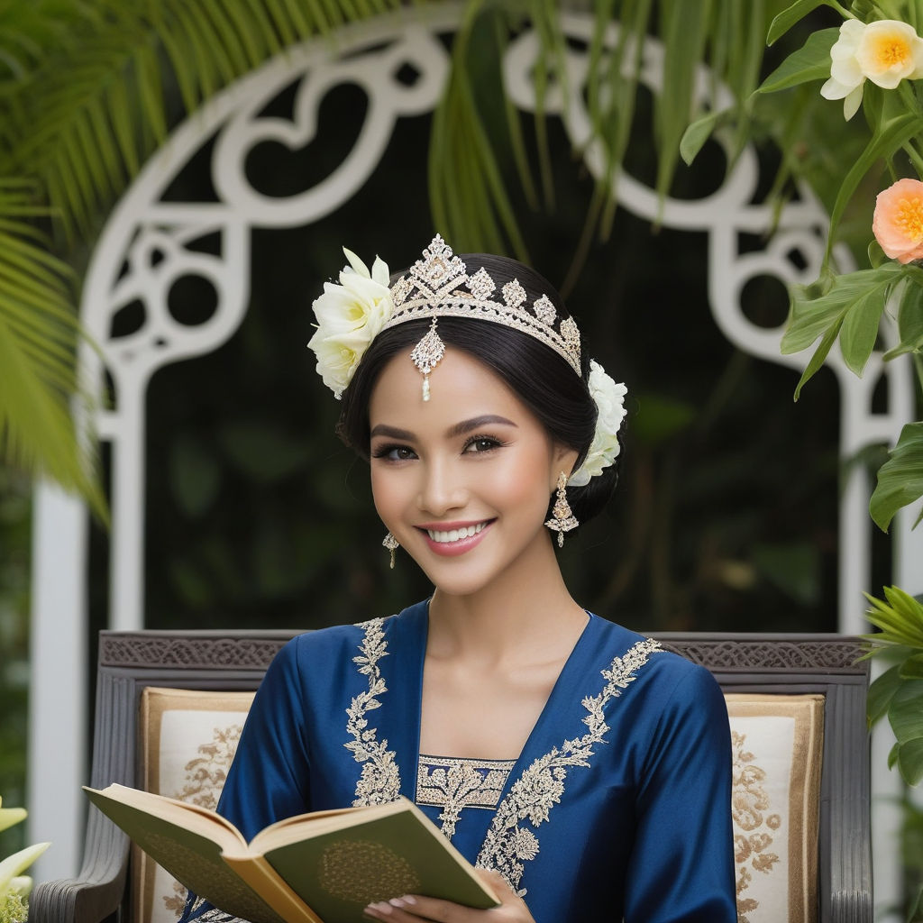 A beautiful Islamic Javanese princess is in her palace garde... by ...