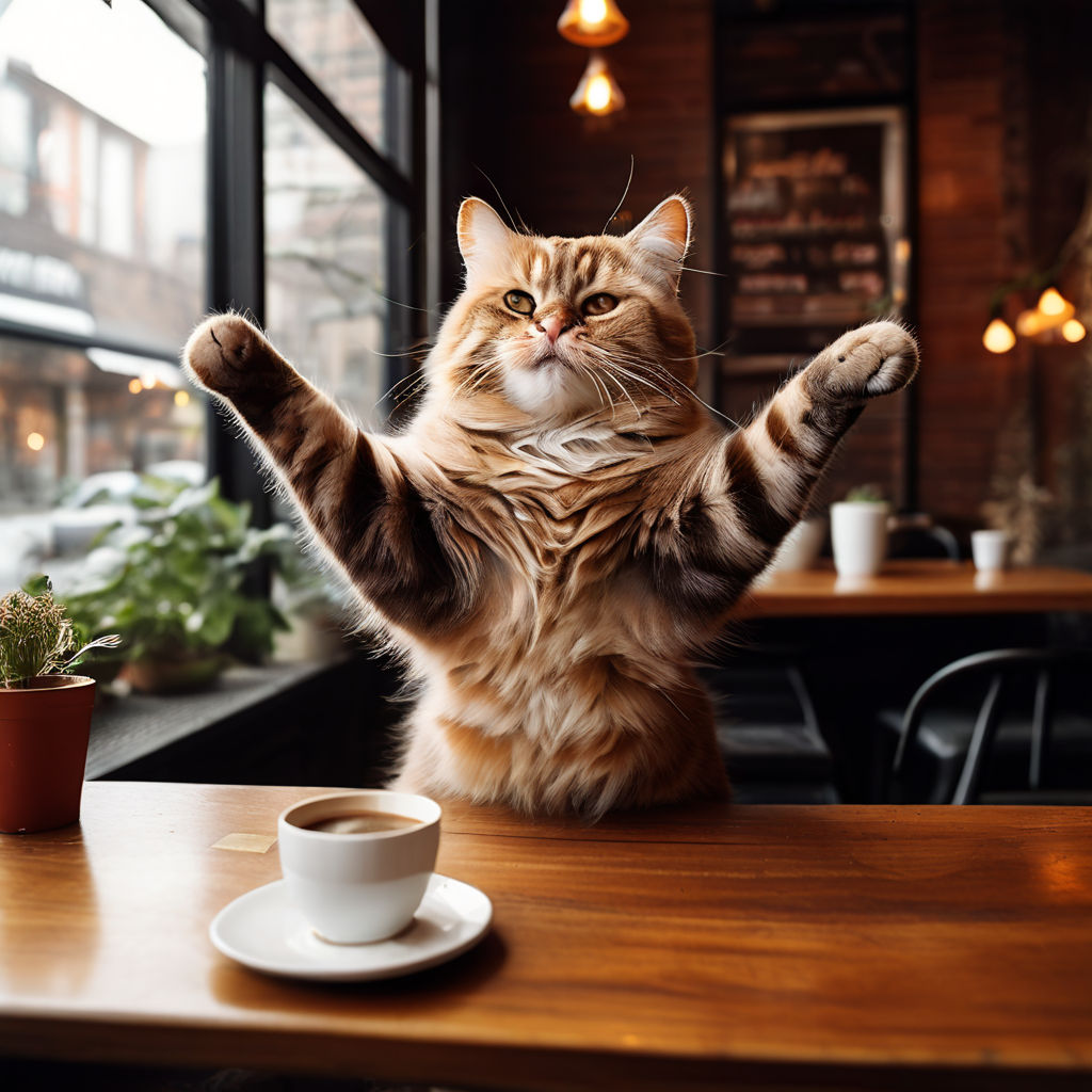 Cat in a coffee shop stretches by Ада Исламгулова - Playground