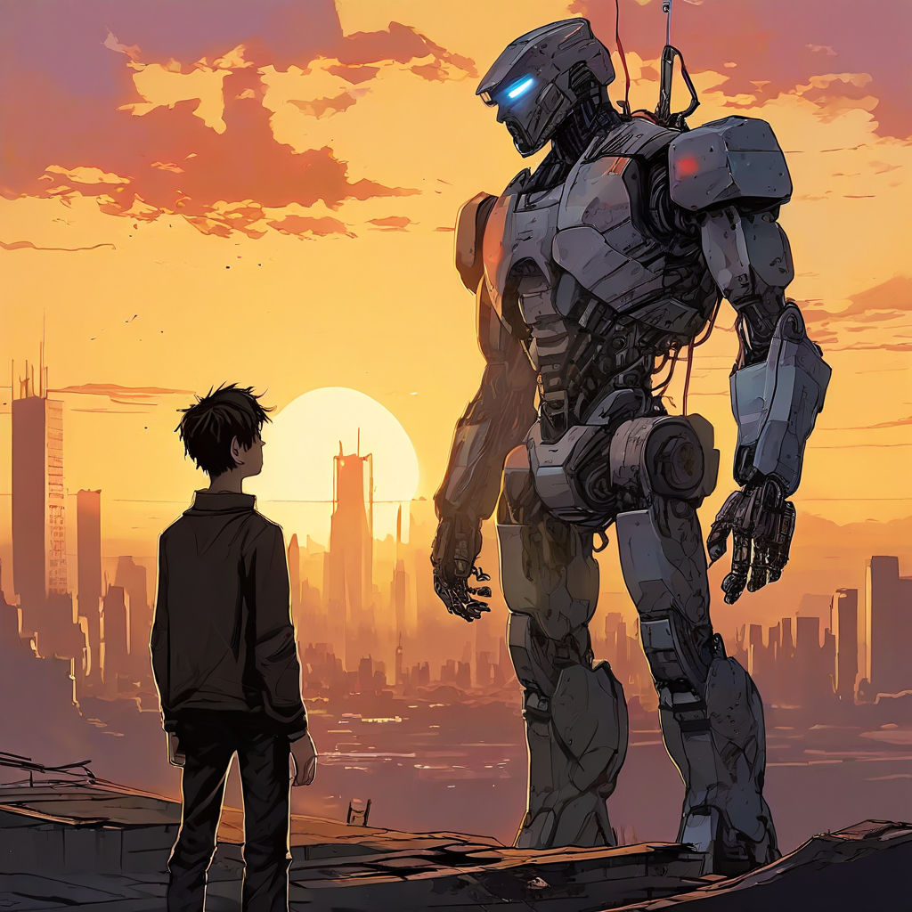 Draw a significant haggard young man facing a powerful looki... by ...