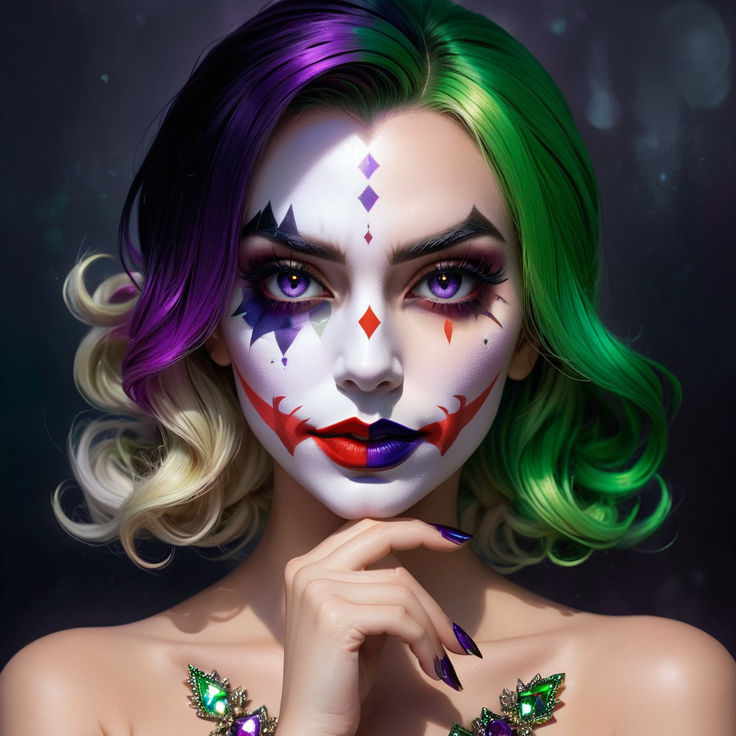 Stunning Female Joker Cosplay Concept Woman With Holographic By Skye Landon Playground