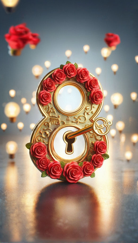 "8" shaped lock encircled by a ring of red roses flourishing by Xin Min ...