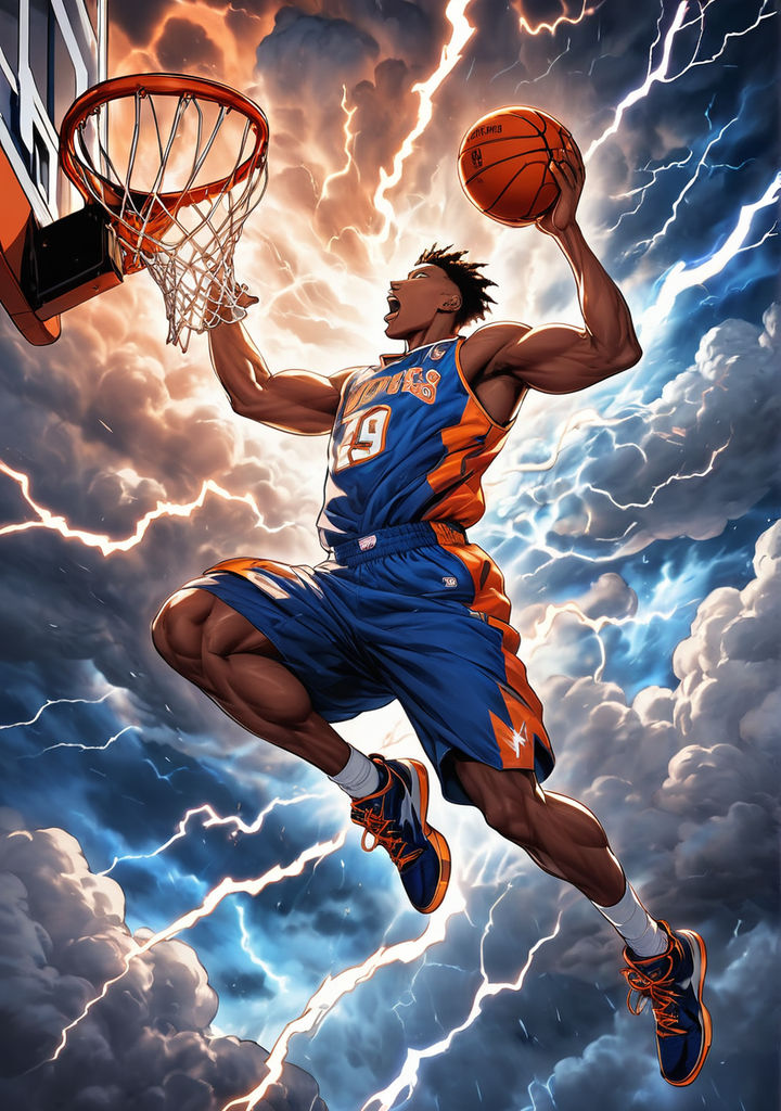 A Basketball Player Soars Through The Air For A Powerful Dun By Denton John Castro Playground
