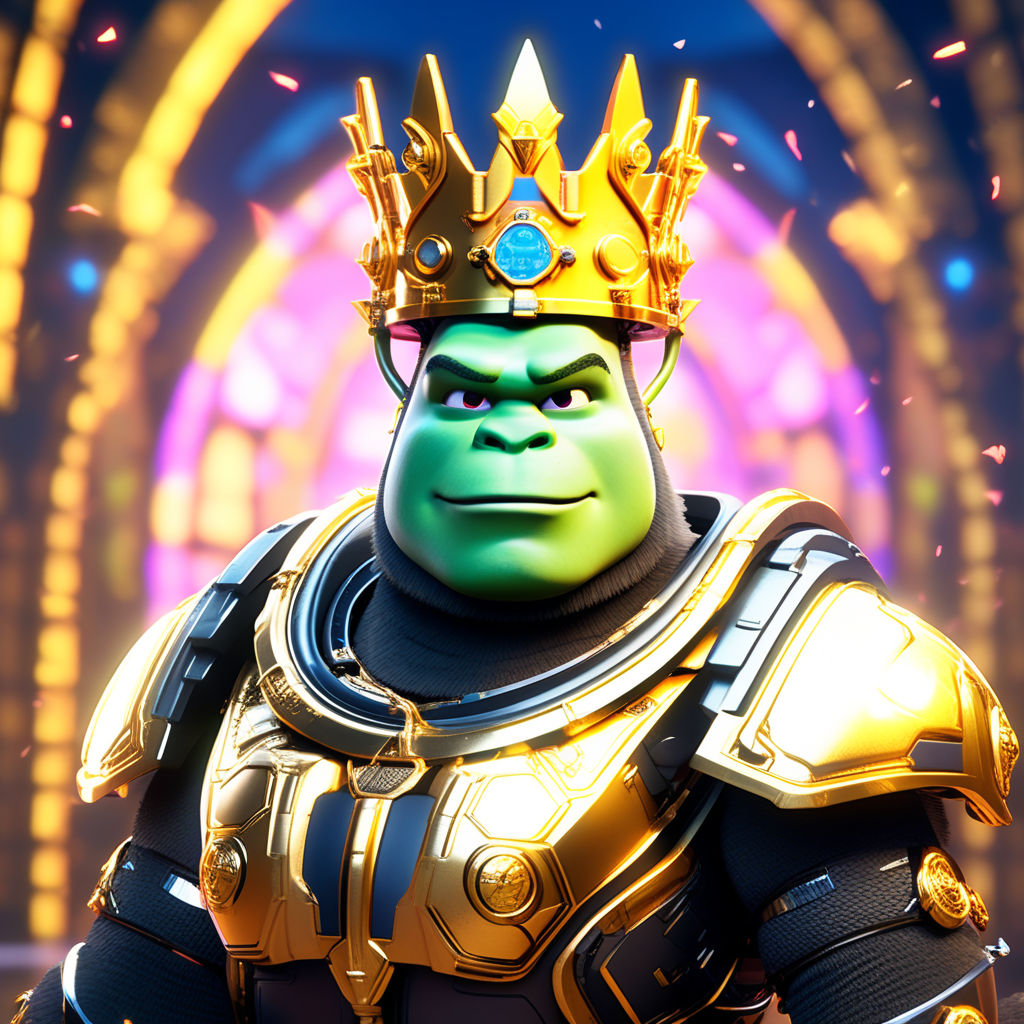 Shrek wearing golden crown by Jeff Adams - Playground