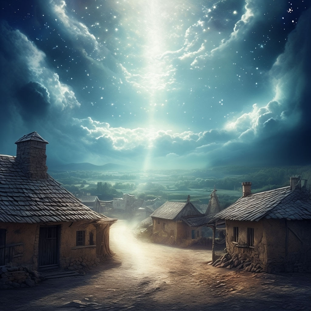 A rustic village scene by Ray Baughman - Playground