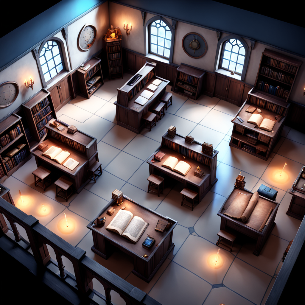 Interior of a magical school designed for RPG DND battlemap by Roliste ...