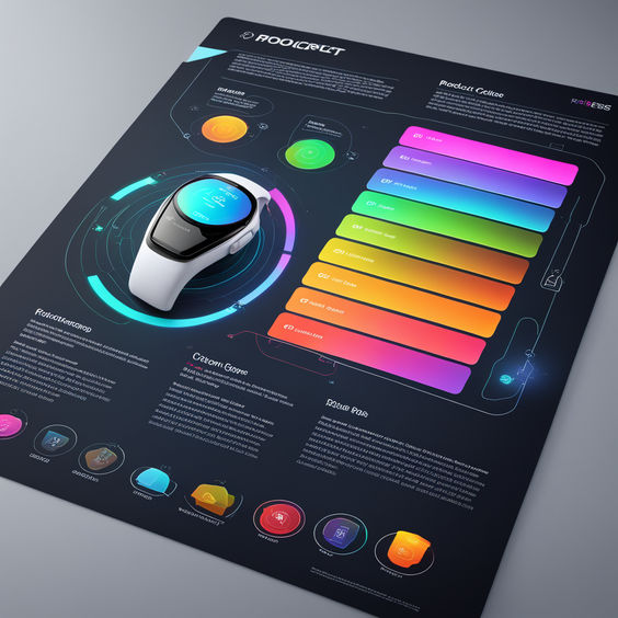 Futuristic product sheet design with three distinct layers s... by ...