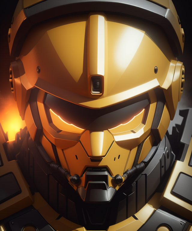The yellow Robot soldier is ready for battle in dinamic pose... by ...