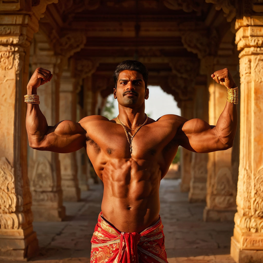 South Indian bodybuilder flexing muscles by S D - Playground