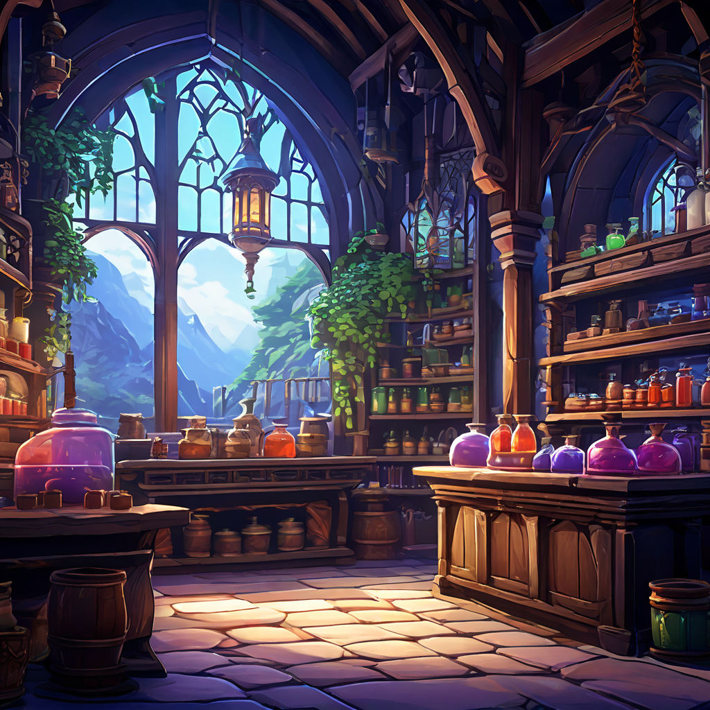 Fantasy potions shop interior and exterior by sch prj - Playground