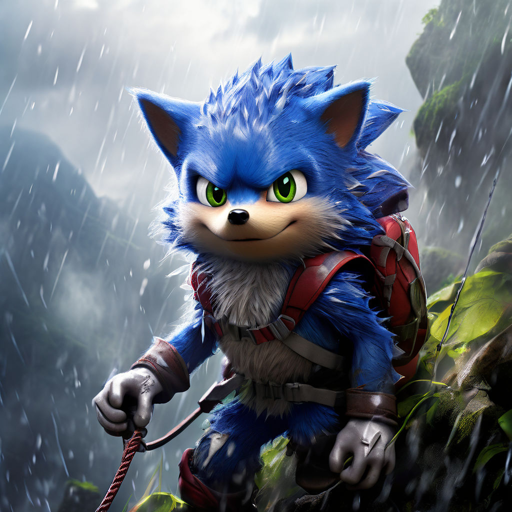 Sonic the Hedgehog ascending a misty by Rye - Playground