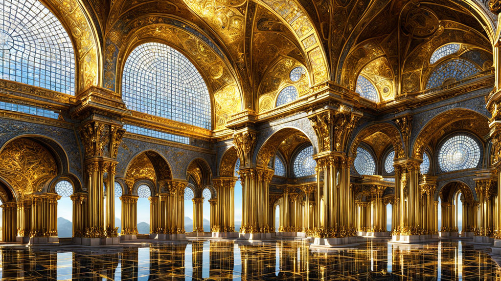 A most beautiful and magnificent futuristic palace of gold a... by Peacewaym - Playground