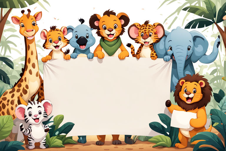 Happy safari animals holding a banner by Ma. Cristina Bagual - Playground