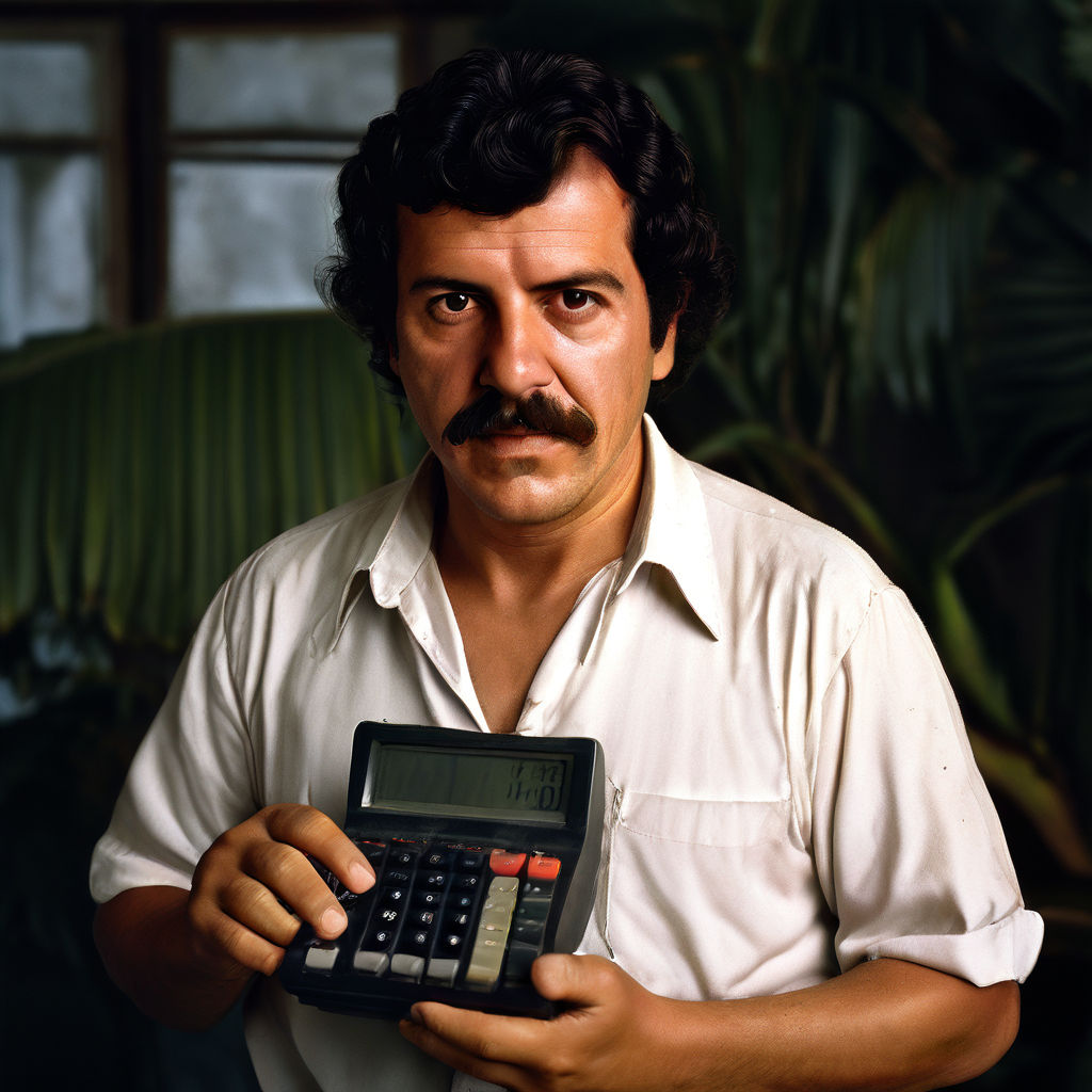 Pablo Escobar holding a calculator. by Mustafa Çay - Playground