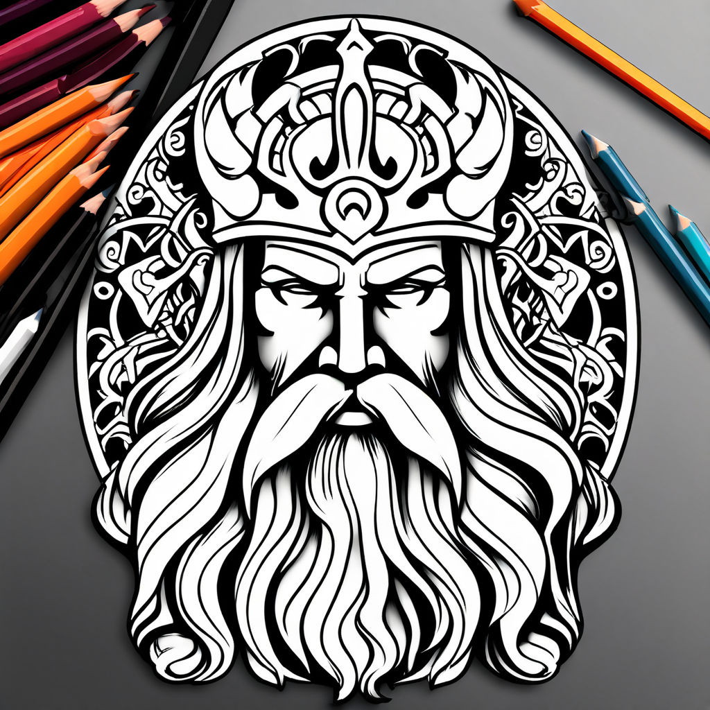 Create a coloring page for kids worksheet theme is Odin - Th... by ...