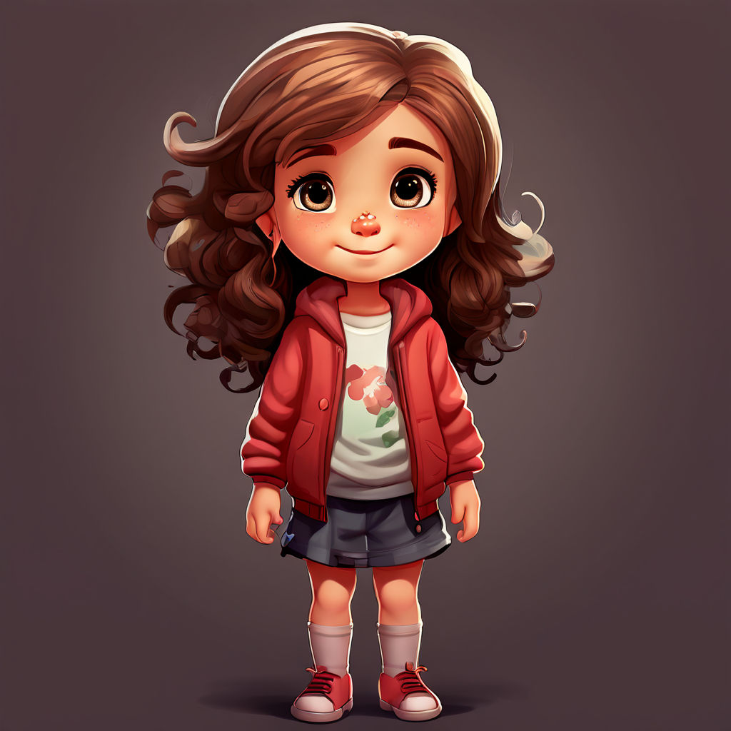 A illustration of a realistic cartoon little girl full body ... by ...