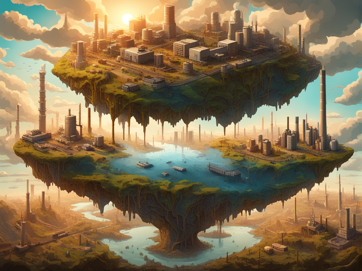 Isometric digital art of two-dimensional worlds intertwined by GeggiGoa ...