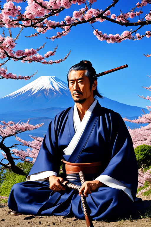 Miyamoto musashi meditating under blossom tree having a kata... by ...