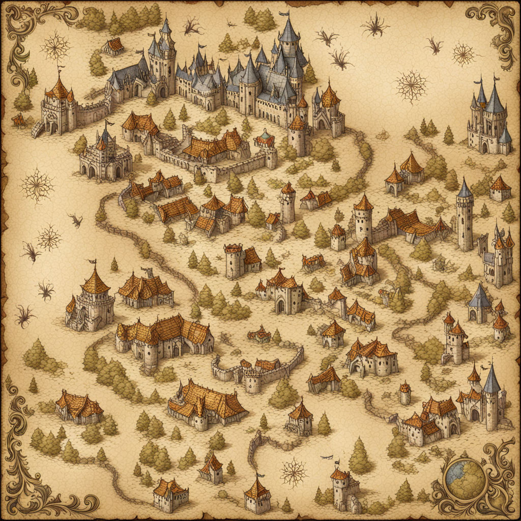 Large detailed kingdom fantasy map by FlakeyGuide - Playground
