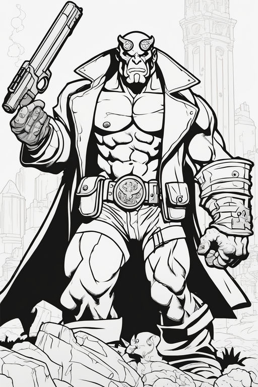 Coloring book page of hellboy by Angel gigena - Playground