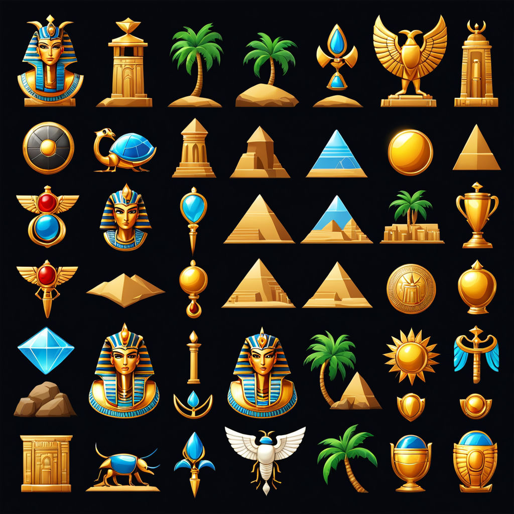 Game icons set assets 2d sprites ancient egypt themed scarab... by Ant ...