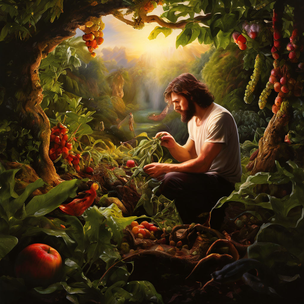 Adam working in the garden of eden by Alfonso Abreu - Playground
