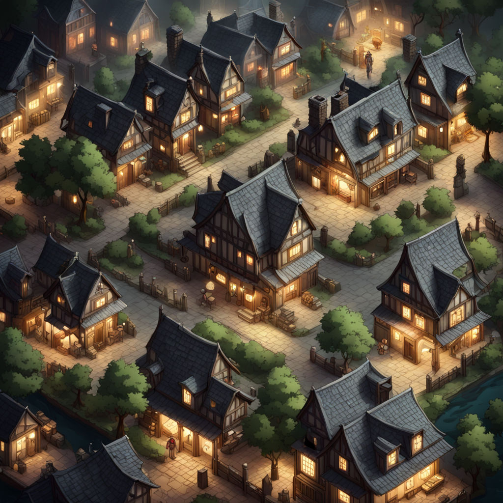 Isometric DND battle map featuring a moderately sized town by Matthew ...