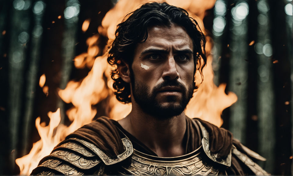 Beautiful 30 years old ancient greek man staring star sky wi... by ...