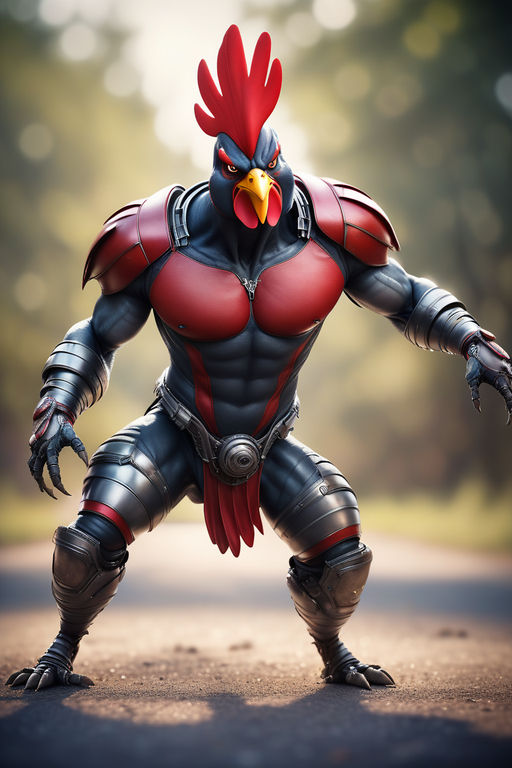 Cinematic film still A humanoid chicken rooster dressed as ... by ...