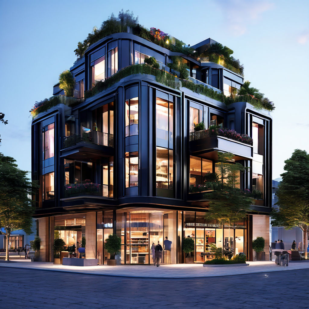 Multi-storey residential building with shops in the monument... by ...