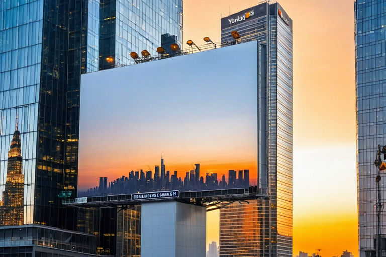 The huge billboard showcases a blank white screen by отобрано мамой ...