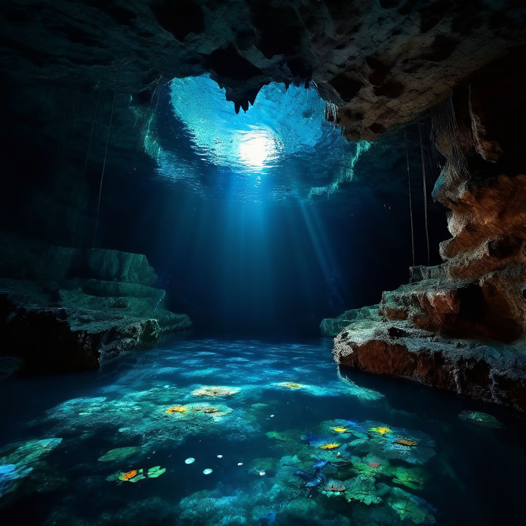 Imagen infografia realista.interior de un cenote con avertur... by Will ...