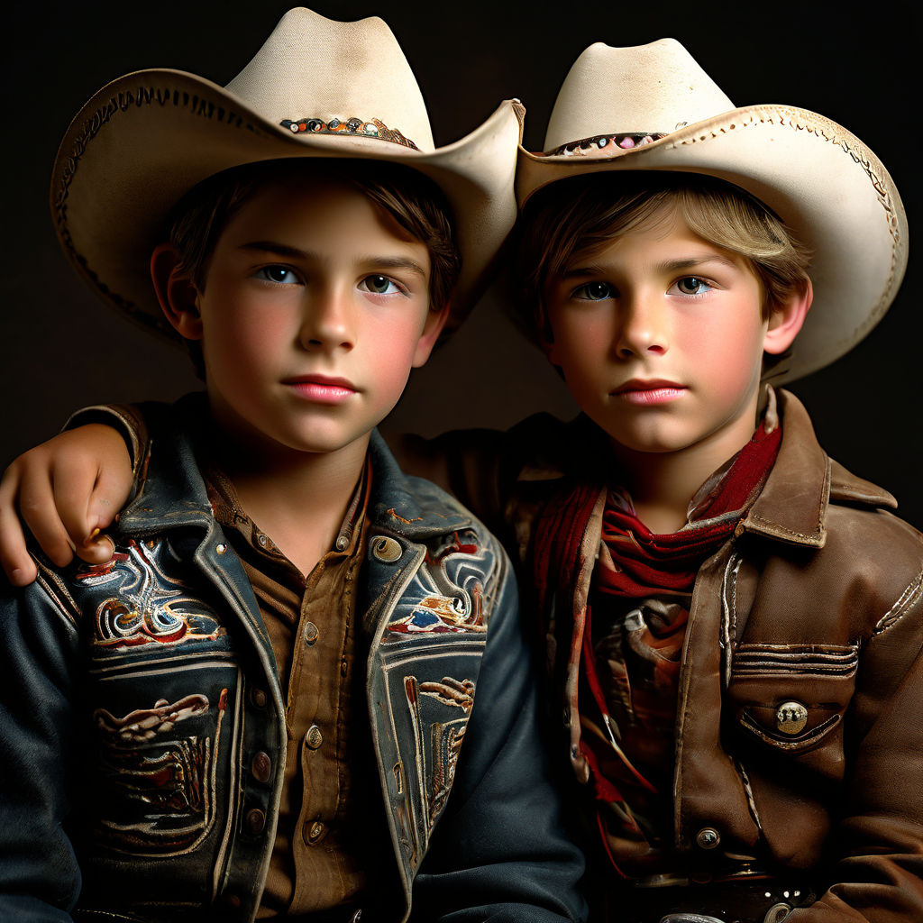 Therteen years old white boy cowboy. Two boys by Alejandro - Playground