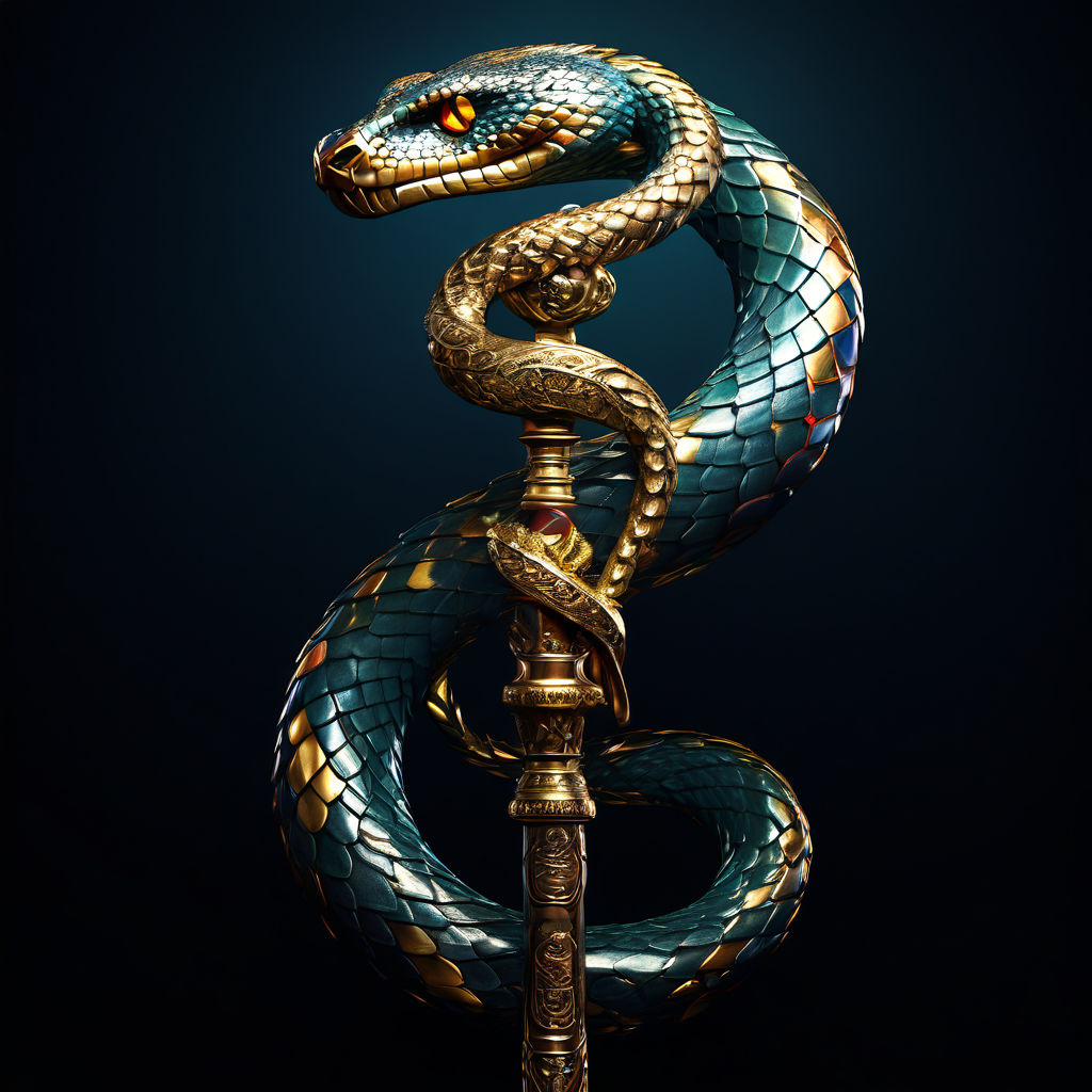 Snake wrapped around a scepter full screen by Julian Renninger - Playground