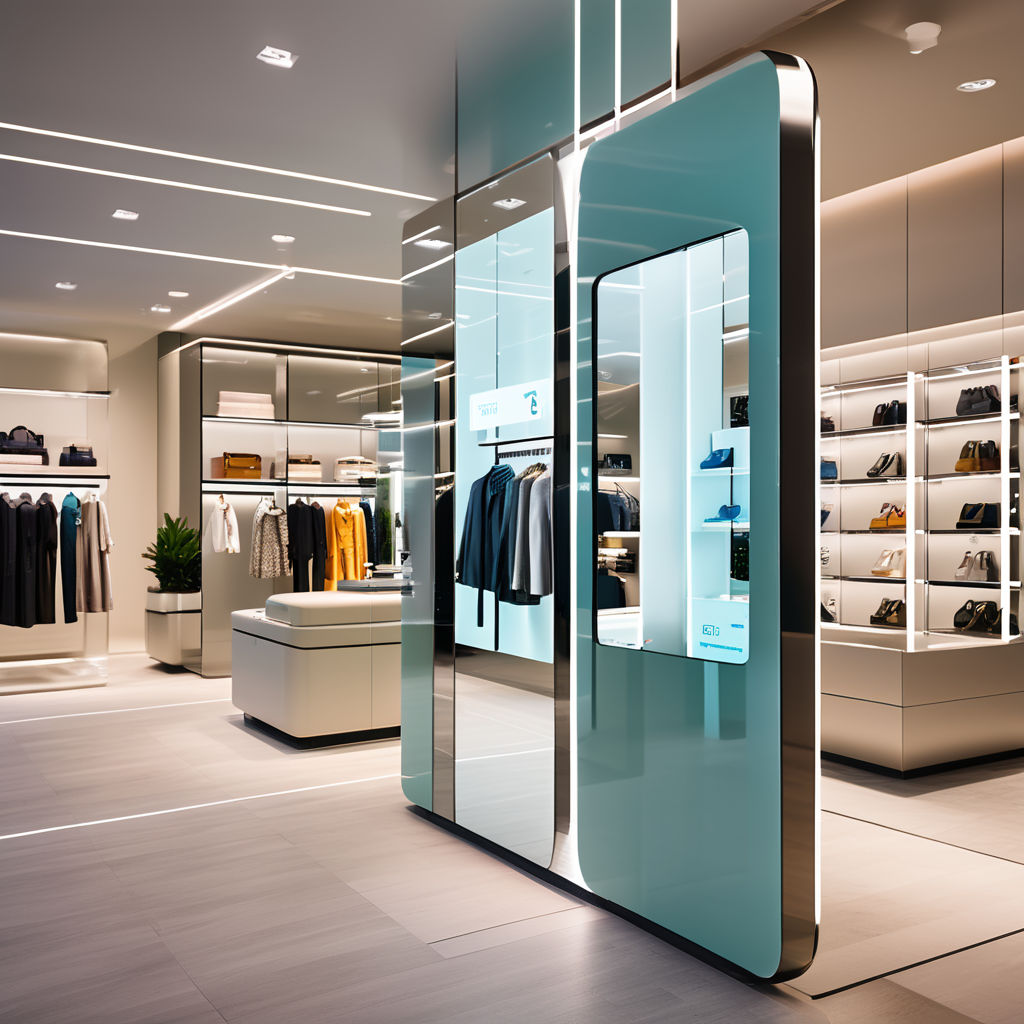 Visualize a tech-integrated fitting room with smart mirrors ... by 머카님 ...