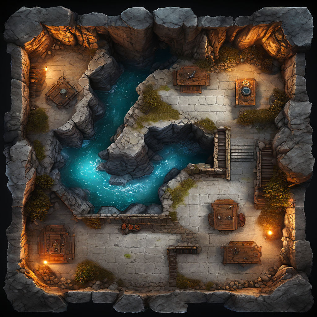 Cave system battlemap for dnd and minis by Michael Christensen - Playground