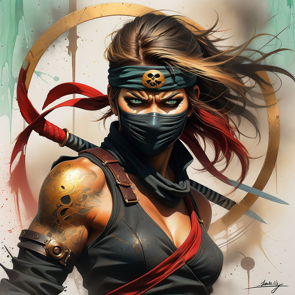 Modern steampunk angry ninja warrior with a confident by dan dma ...
