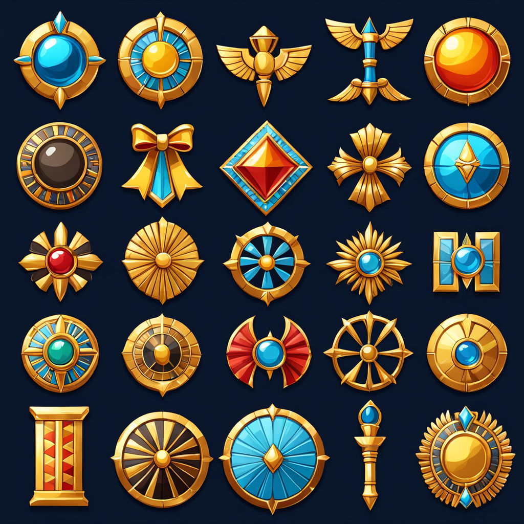 Game icons set bow assets sprites ancient egypt themed by Алексей ...