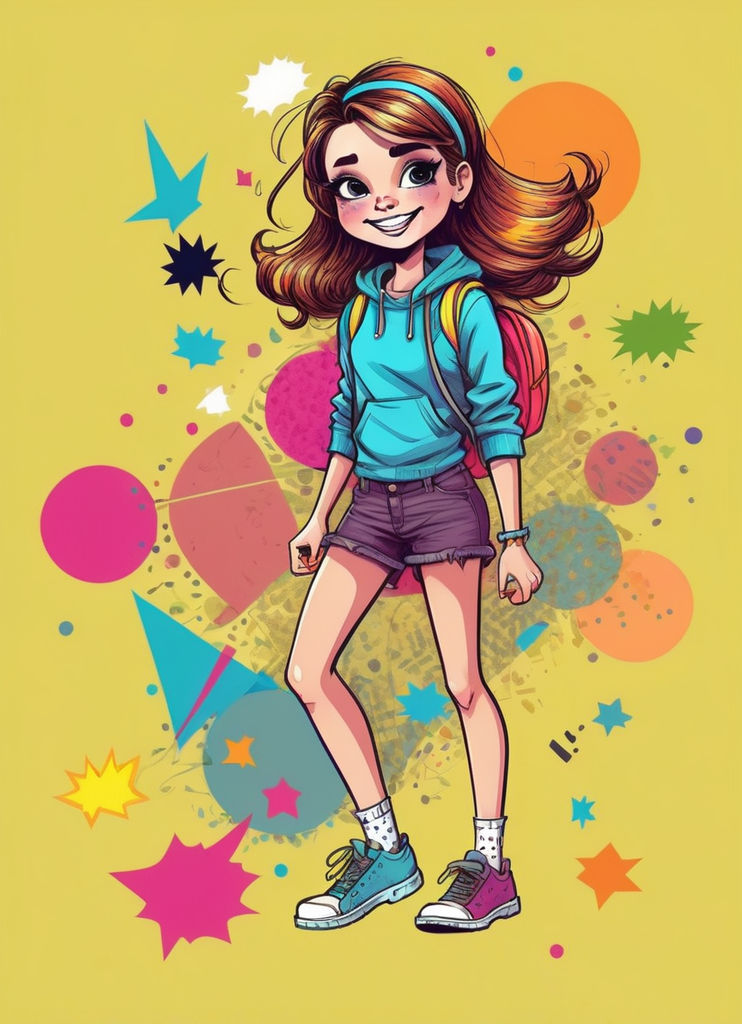 A bright drawing of a girl in the style of comics by Victoria Park ...